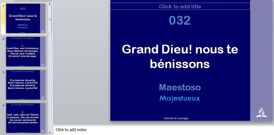 Alelouya! publie une autre version en PowerPoint des Hymnes et Louanges ...